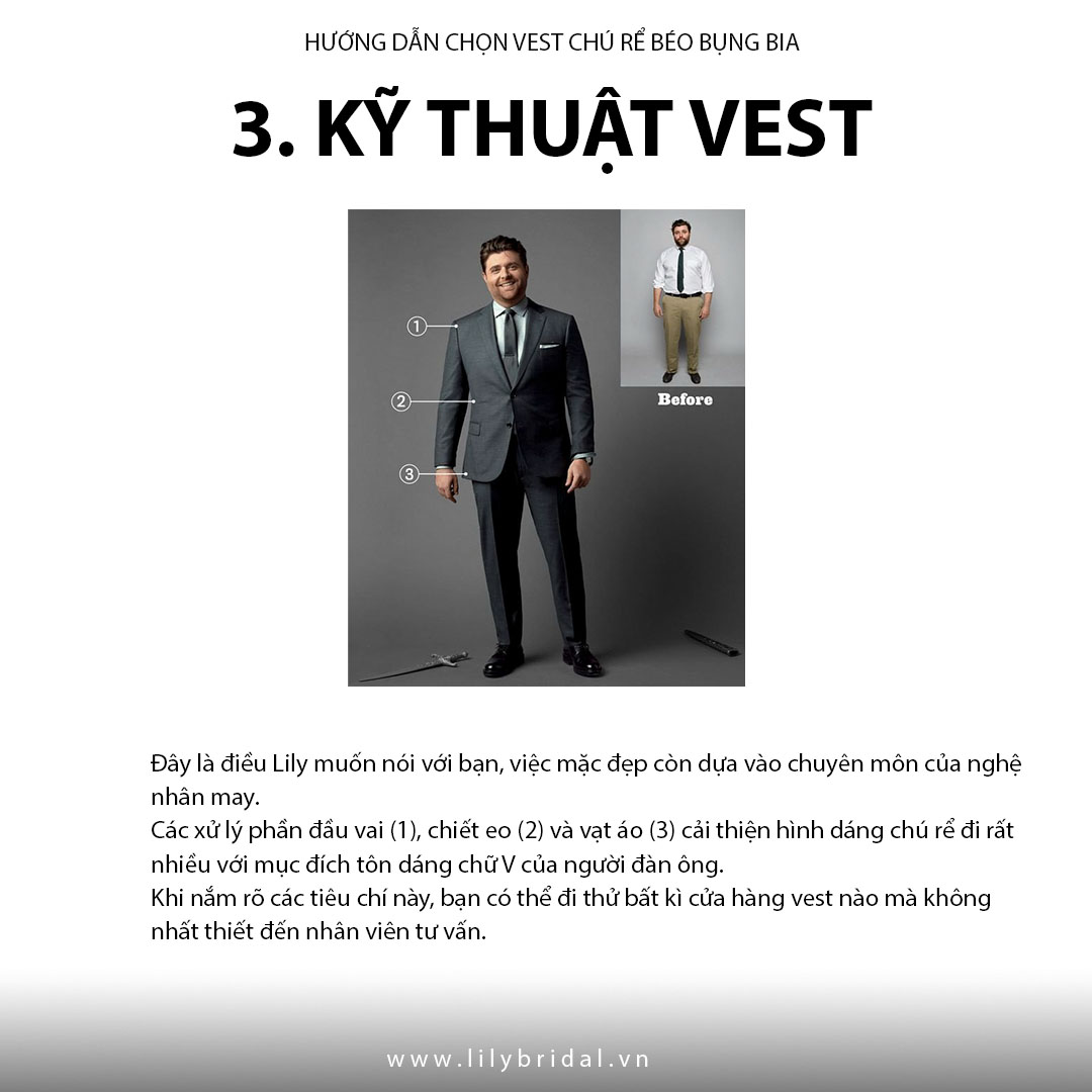 Hướng Dẫn Chọn Vest Chú Rể Bụng Bia - Lily Bridal